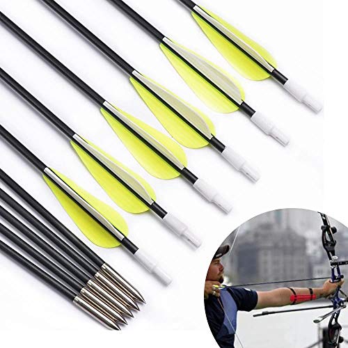 EROCK 28 inch Training Arrows-Archery Practice Target Arrows with Durable Shaft Blunt Tip for Kids Youth or Beginners on Recurve Bow Long Bow(6pcs) (Yellow)