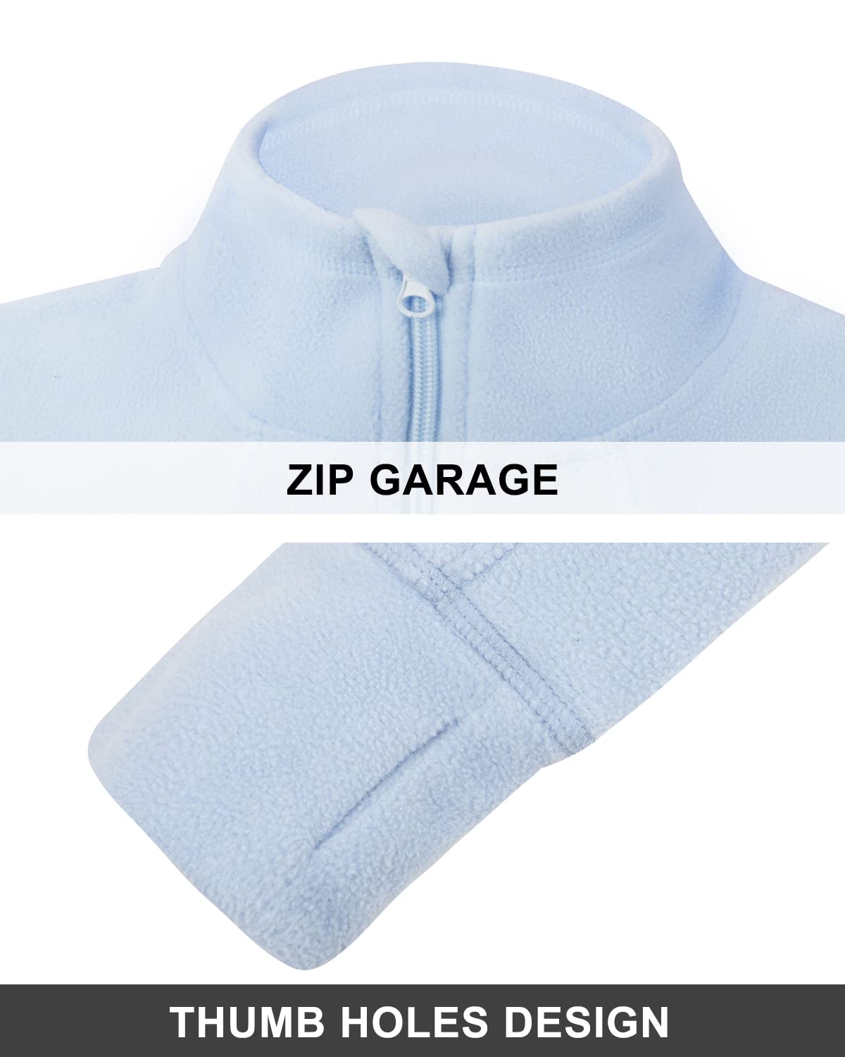 Fleece Zip Up Women Lightweight Soft Fleece Athletic Running Track Jackets Slim Fit Workout Jacket with Thumb Holes(Light Blue,Small)