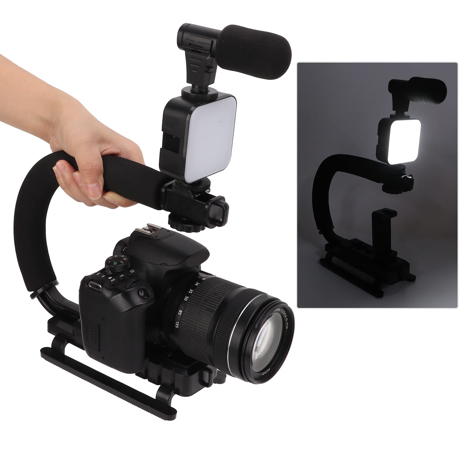 Handheld Camera Stabilizer, Noise Reduction Microphone 1/4 inch Thread U Shape Camera Stabilizer Anti Loose Standard 0.64cm Thread for Outdoor for Shooting