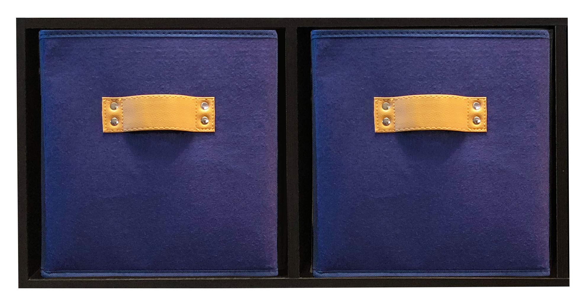 Functional Modern - Foldable Storage Bins - Collapsible Storage Cubes - Closet Storage - Organizer Basket - 2 Pack - Linen - 11 Inches High (Indigo Blue, 10.5" Width x 10.5" Depth x 11" Height)