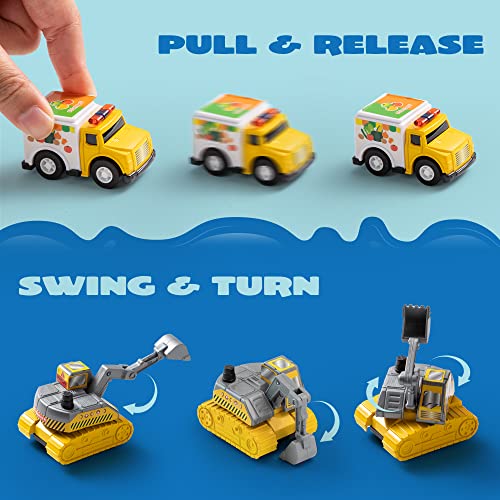 JOYIN 18 Pcs Pull Back Cars Set and 18 Pcs Soft Rubber Toy Car Set, Mini Toy Vehicles,Car for Toddlers, Party Favors for Kids