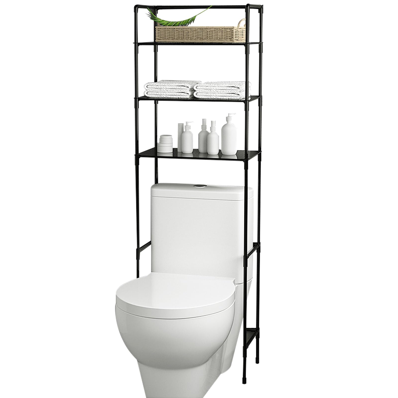 TACOSUWE 3 Tier Over The Toilet Rack, Shelf Bathroom, Bathroom Stand Organizer Space Saver (Black)