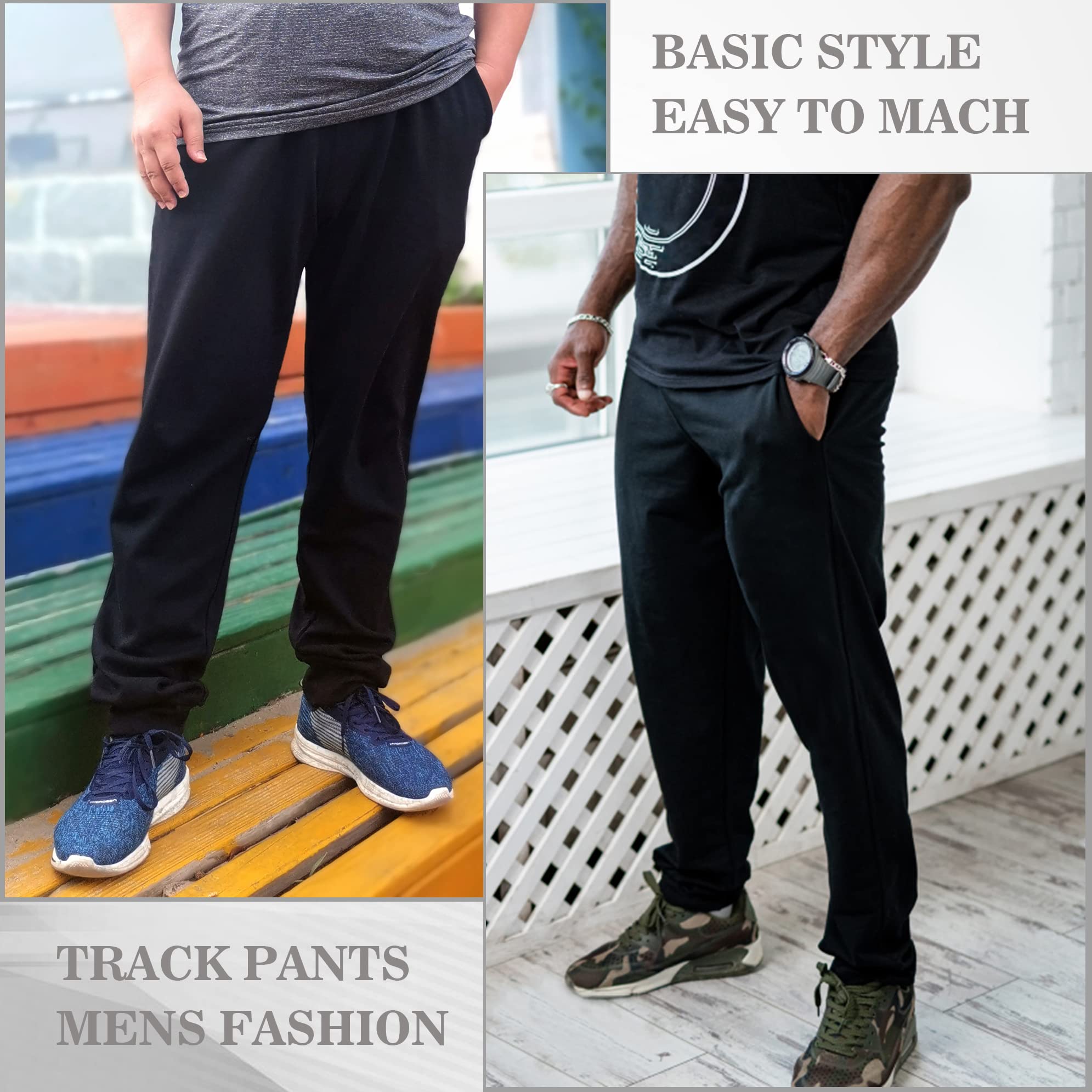 hebelala Mens Fleece Jogger Sweatpants Workout Golf Hiking Yoga Athletic Track Winter Sweat Pants for Men with Deep Pockets Black