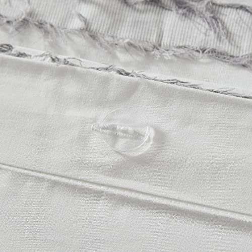 Urban Habitat Avery 100% Cotton Clipped Jacquard Duvet Casual Stripe Design, All Season Comforter Cover Modern Bedding Set with Matching Sham, Decorative Pillow, Full/Queen, Grey 5 Piece