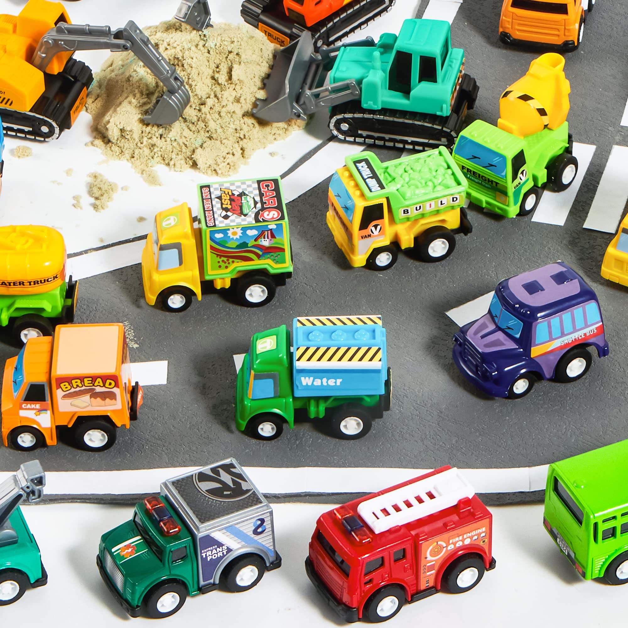 JOYIN 36 Piece Pull Back Cars, Friction Powered Race Cars Vehicle Set for Toddlers, Boys