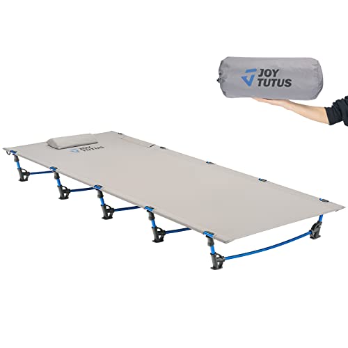 JOYTUTUS Camping Cot, Backpacking Cot Ultra-Lightweight 4.4lbs Cots for SUV Truck, Sleeping Tent Cot Folding Portable Bed Camping Essentials, Easy Set-Up, Outdoor Hiking Travel Grey