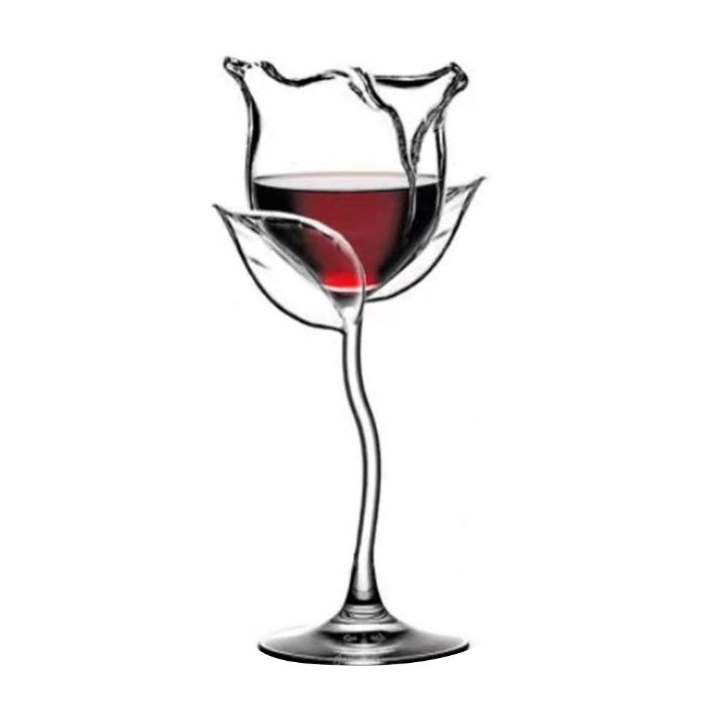 GQU Fancy Red Wine Goblet Wine Cocktail Glass 100ml Rose Flower Shape Wine Glass Party Barware Drinkware