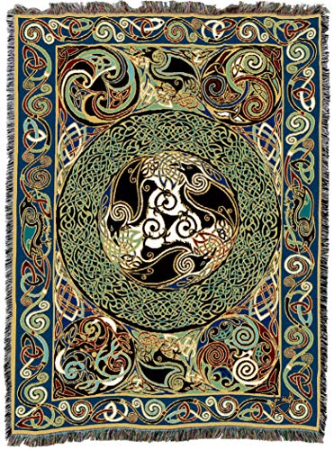 Pure Country Weavers Morrigan Ravens Panel Blanket XL by Jen Delyth - Celtic Gift Tapestry Throw Woven from Cotton - Made in The USA (82x62)
