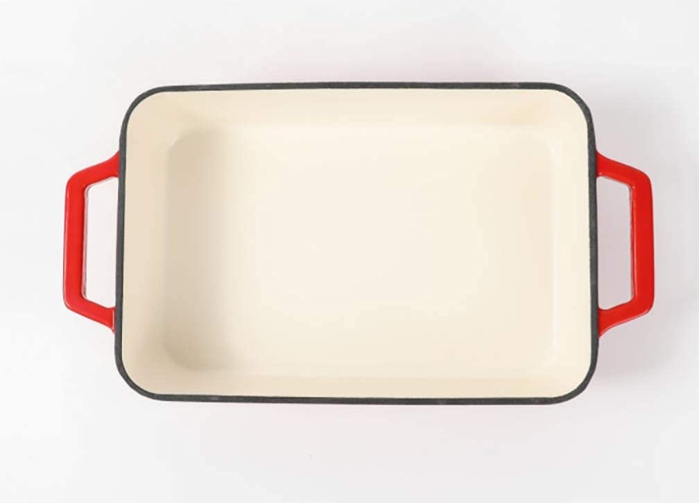 HAWOK Enameled Cast Iron Rectangle Roaster Lasagna/Roasting Pan Red……