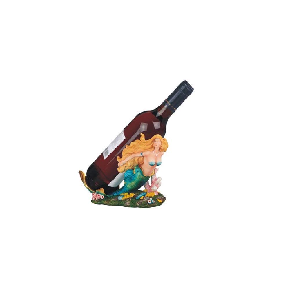 GSC 91984 10 Inch Mermaid Wine Holder, Turquoise, Green