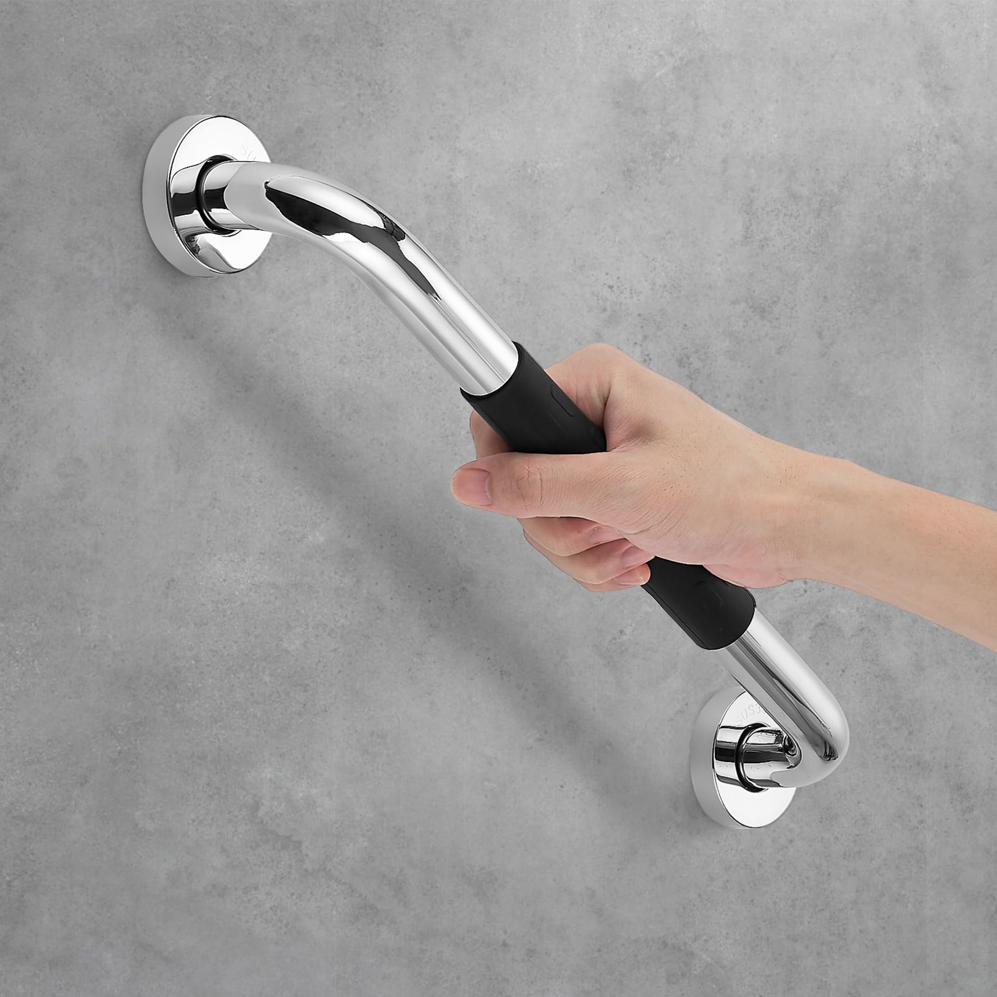 Grab Bars for Shower,2 Pack 16 Inch Anti-Slip Shower Handle with Rubber Grip, Silver Safety Shower Bar, Stainless Steel Handicap Grab Bars for Elderly for Wall (1" Diameter)
