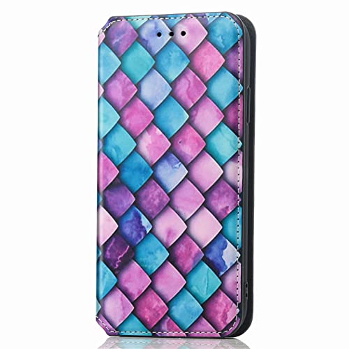 FTRONGRT Case for Tecno POP 4, with Mobile Phone Holder, Fall-Proof, Suitable for Tecno POP 4 Folding Mobile Phone Leather Protective Shell.Purple Scales