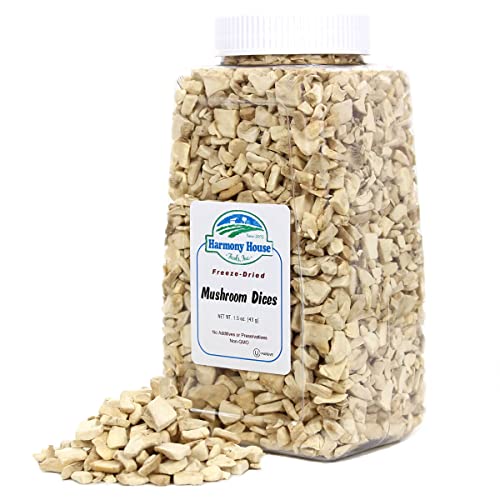 Harmony House Foods Freeze-Dried Mushroom Dices (1.5 oz, Quart Size Jar)
