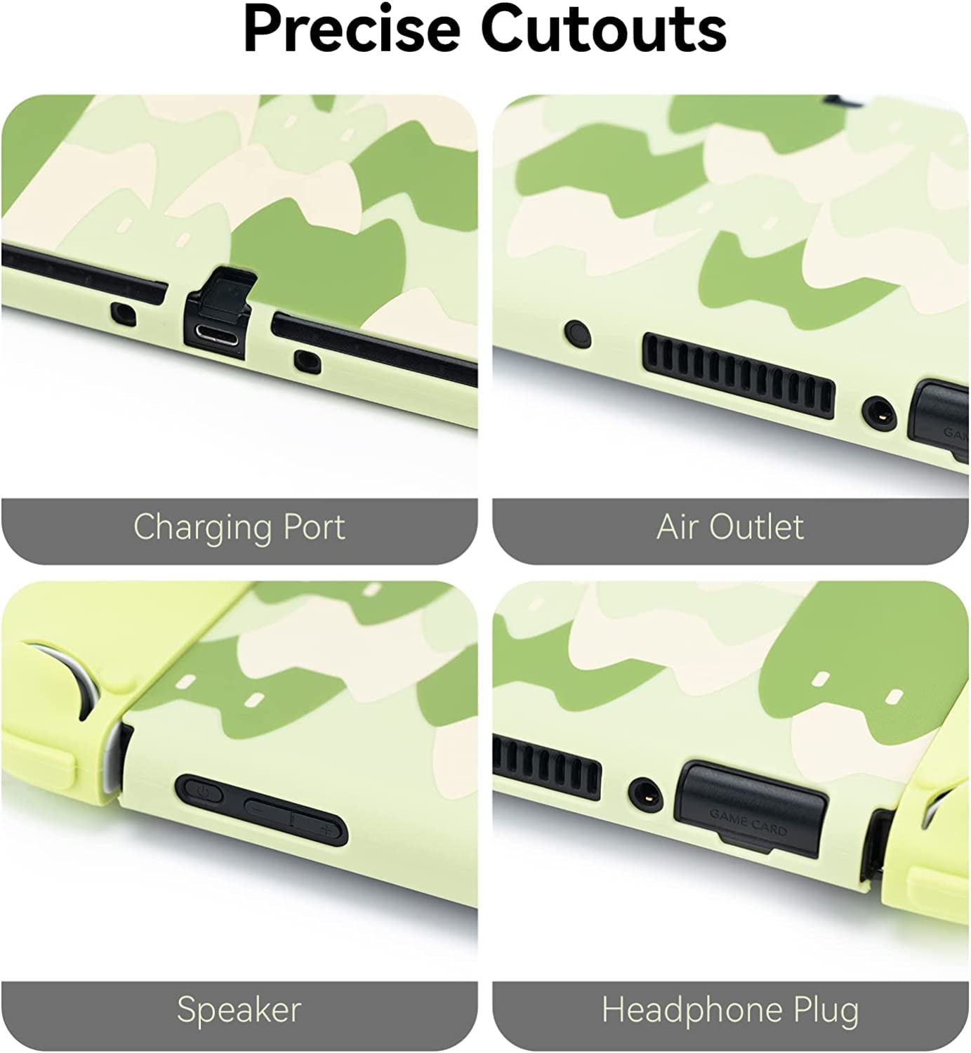 GeekShare Cute Ergonomic Protective Case Compatible with Nintendo Switch OLED Console and Joy-Con, Shock-Absorption and Anti-Scratch Slim Cover Case for Switch OLED Model- Green