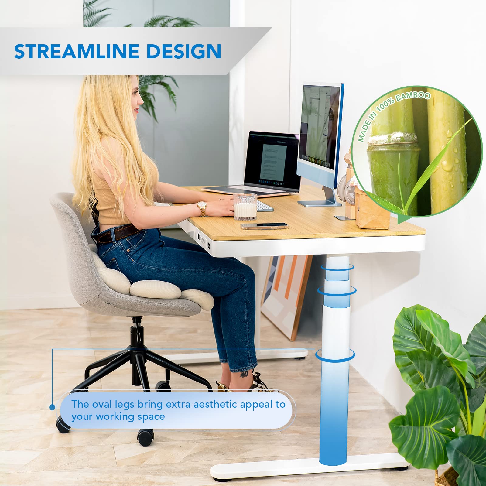 FLEXISPOT 48" Marble Standing Desk Adjustable Height with USB Port Charging, Electric Home Office Computer Table Stand up Desk with Drawers Storage (Modern Marble Grey Top + White Frame)
