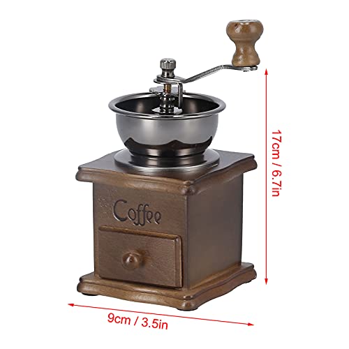 MOUMOUTEN Manual Coffee Grinder, Portable Adjustable Hand Pull Out Coffee Bean Bean Grinder Burr Mill, Retro Style Wooden Desk Decoration