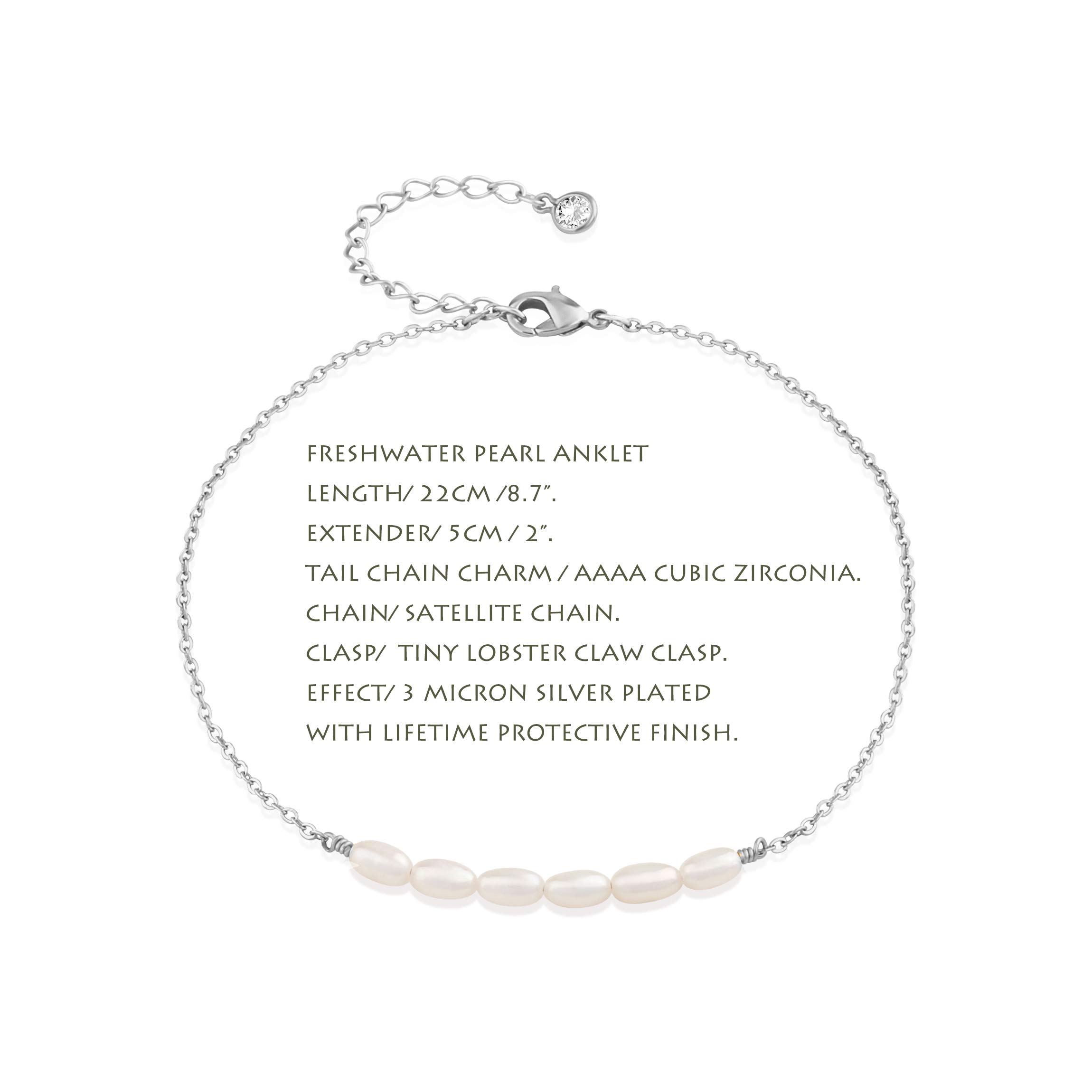 Freshwater Pearl Anklet,Sterling Silver 14K Silver Filled Boho Pearl Dainty Handmade Beaded Cute Tiny Charm Beach Ankle Bracelet Foot Chain Anklet for Women