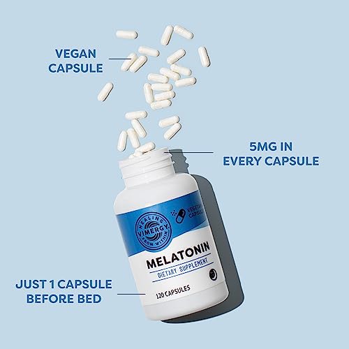 Vimergy Melatonin Capsules, 120 Servings โ Natural Sleep Aid โ Sleep Supplement โ Helps You Fall Asleep Faster & Stay Asleep Longer - Non-GMO, Gluten-Free, Kosher, Soy-Free, Vegan, Paleo
