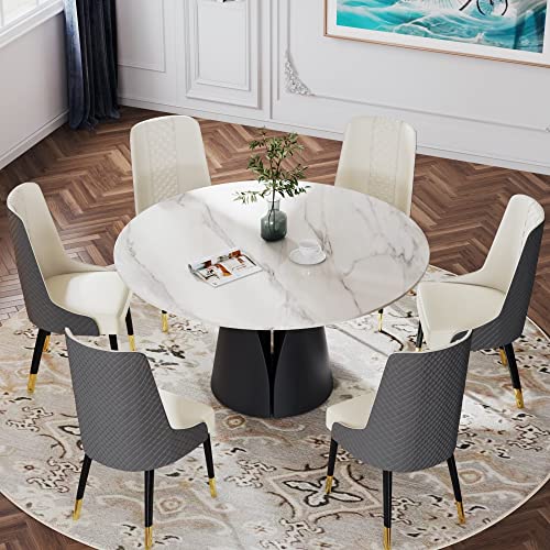 POVISON Faux Leather Dining Chair Set of 2, Mid-Century Upholstered Bar Chair with Solid Wood Legs for Pub Coffee Home, Kitchen Room, Grey, 38"