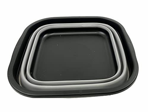 SAMMART 5.5L (1.4 Gallons) Collapsible Tub - Foldable Dish Tub - Portable Washing Basin - Space Saving Plastic Washtub (Black/Alloy Grey)