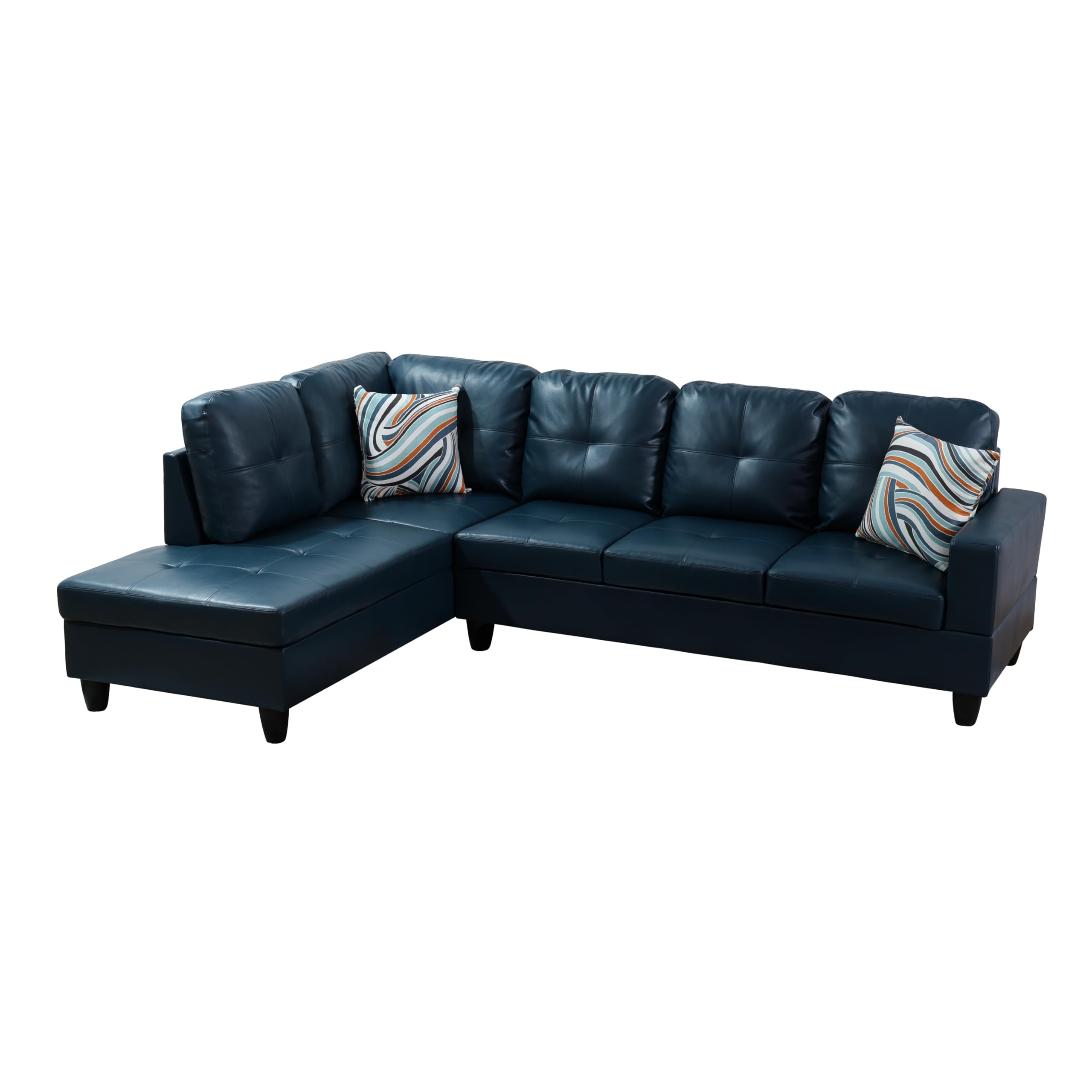NicBex Cloud Couch Sectional Sectional Sleeper Sofa Sectional Couch with Chaise Modular Couch PU Synthetic Leaerth Good Softness Suitable for Apartment, Living Room, Bedroom, Peacock L