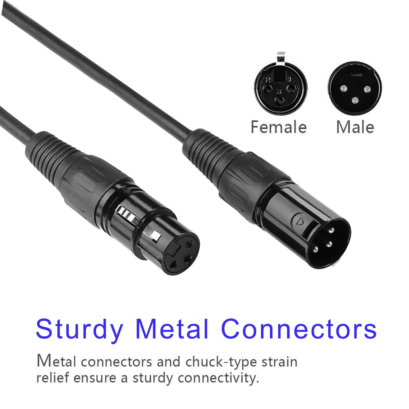 GBGS 16 Pack DMX Cable 3.2ft(1m) 3-Pin Signal XLR Connection DMX512 Stage Light Cable Wire Male to Female