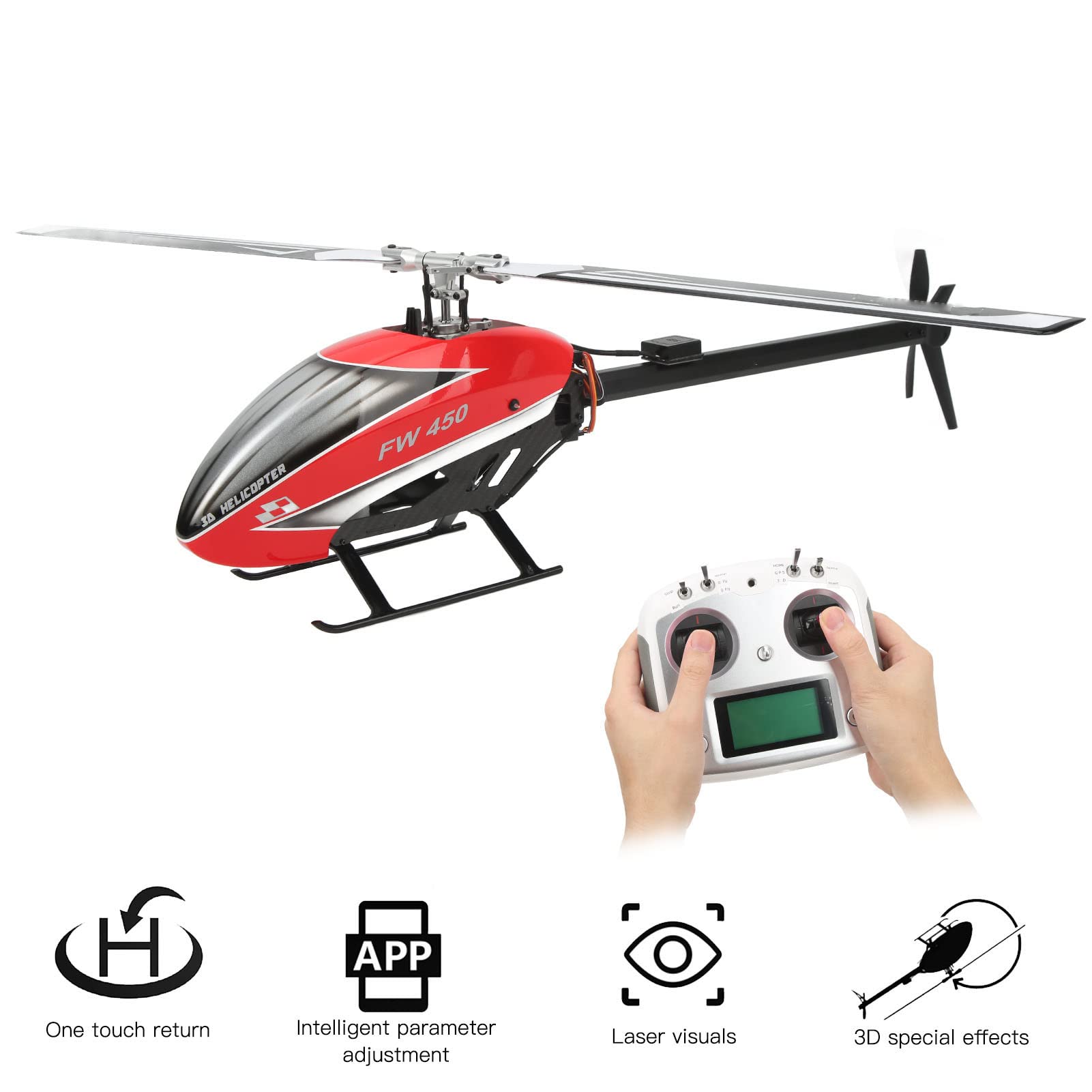 Helicopter Brushless Tail Lock Motor Resistance Side Panel 60A ESC RC Helicopter All Metal Toy Servo Mount Adult High Tenacity Landing Gear for (Red)