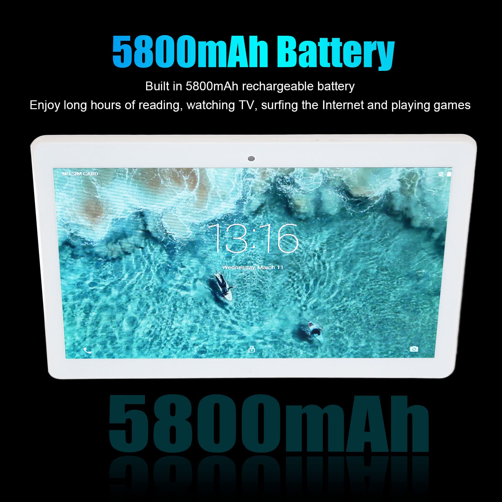Naroote Phone Tablet, 10.1 Inch Tablet 5800mAh Battery 2.4Ghz 5Ghz WiFi 4GB RAM 64GB ROM (US Plug)
