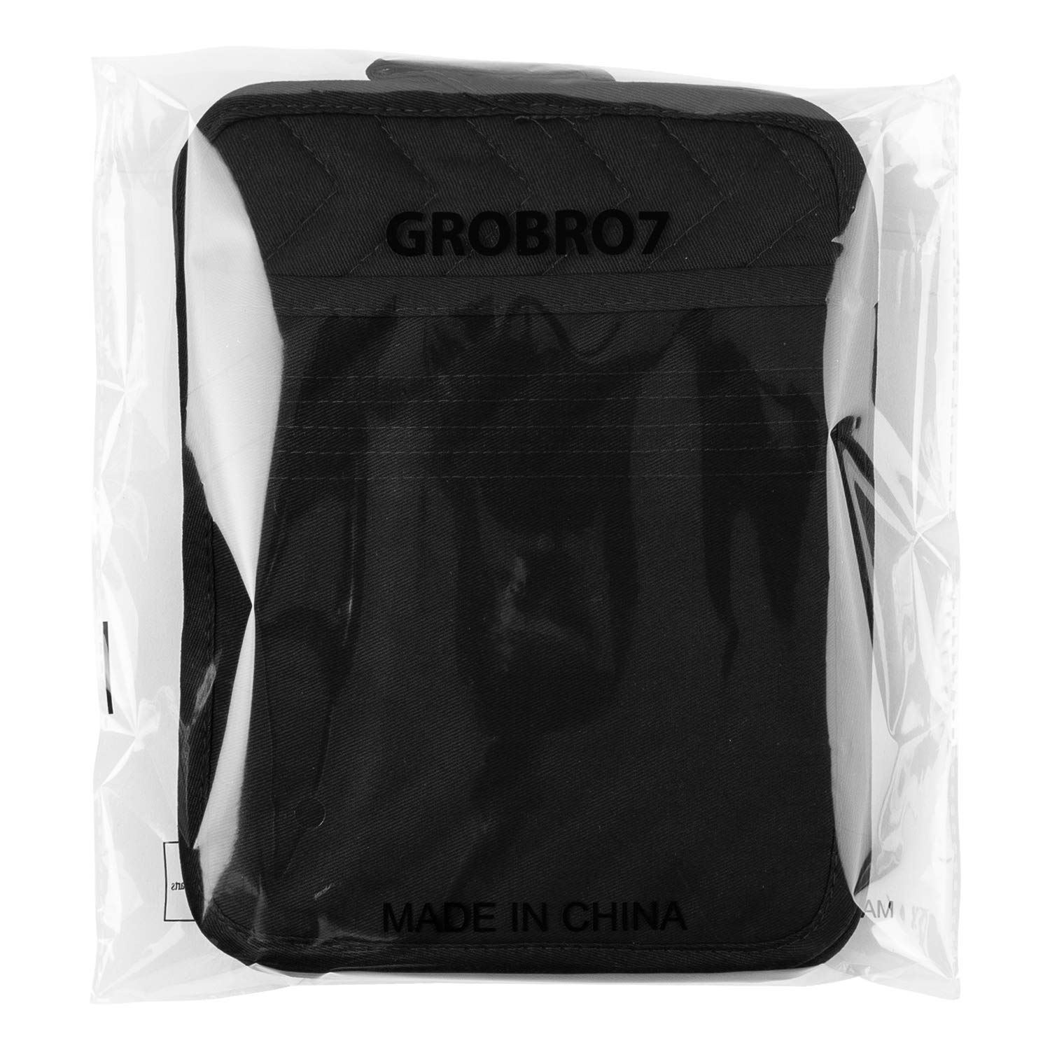 GROBRO7 5Pack Cotton Pocket Pot Holder Set Kitchen Heat Resistant Potholder Machine Washable Potholders Bulk Oven Mitts Black Plain Hot Pads Trivet for Baking Cooking with Pocket 7x9