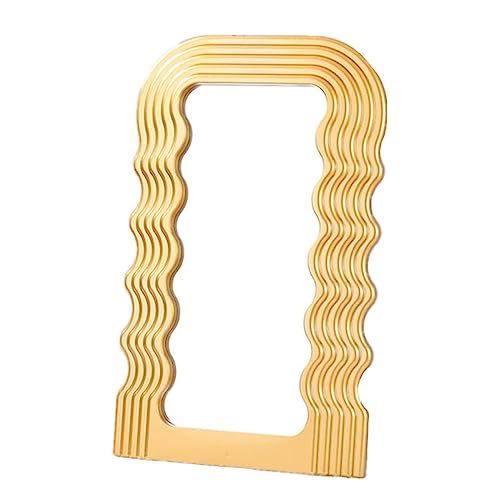 Mokoze Wavy Mirror Irregular Border 16.06"x10" Makeup Mirror for Wall-Mounted and Dressing Table Mirrors,Room Decor for Living Room Bedrooms and Mirror for Desk (Gold)