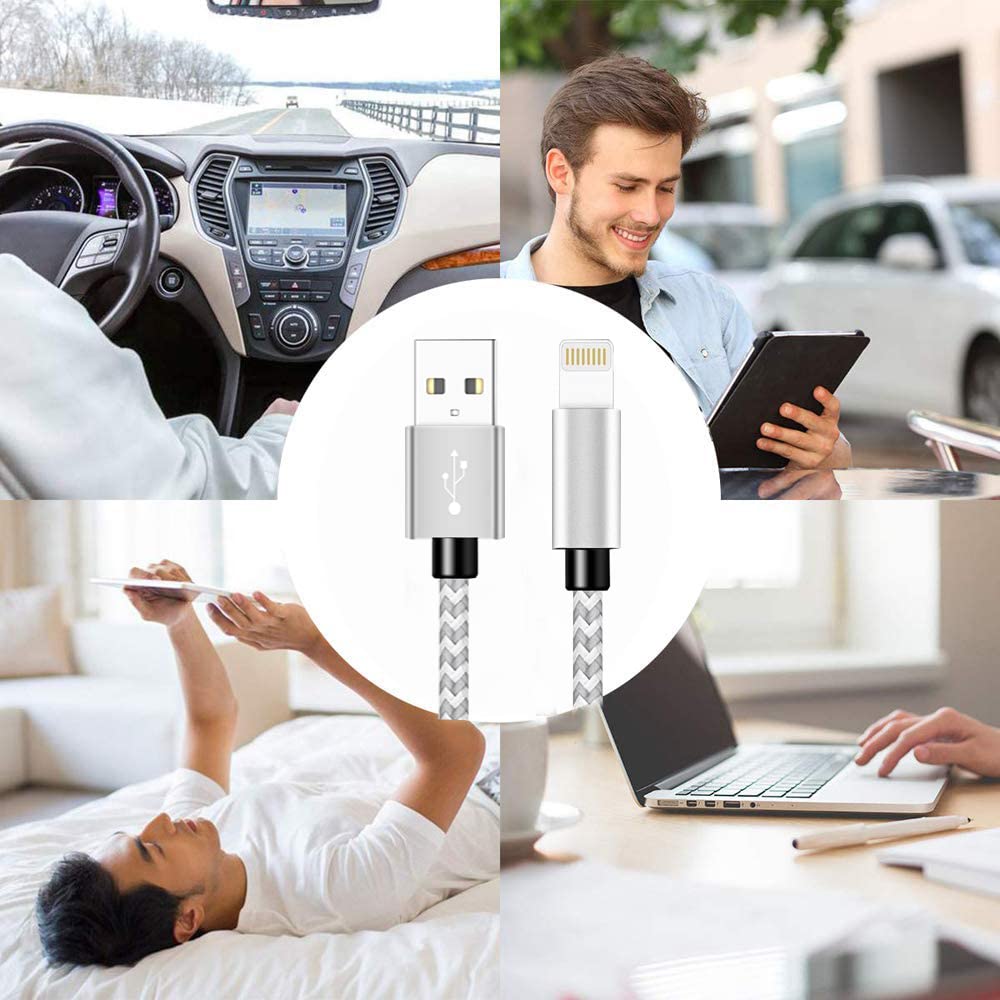 GeydrQ MFi Certified 5Pack 3 3 6 6 10 FT iPhone Charger Lightning Cable Nylon Braided USB Fast Charging High Speed Data Sync Compatible iPhone 14 13 12 11 Pro Max XS MAX XR XS X 8 7 Plus iPad AirPods
