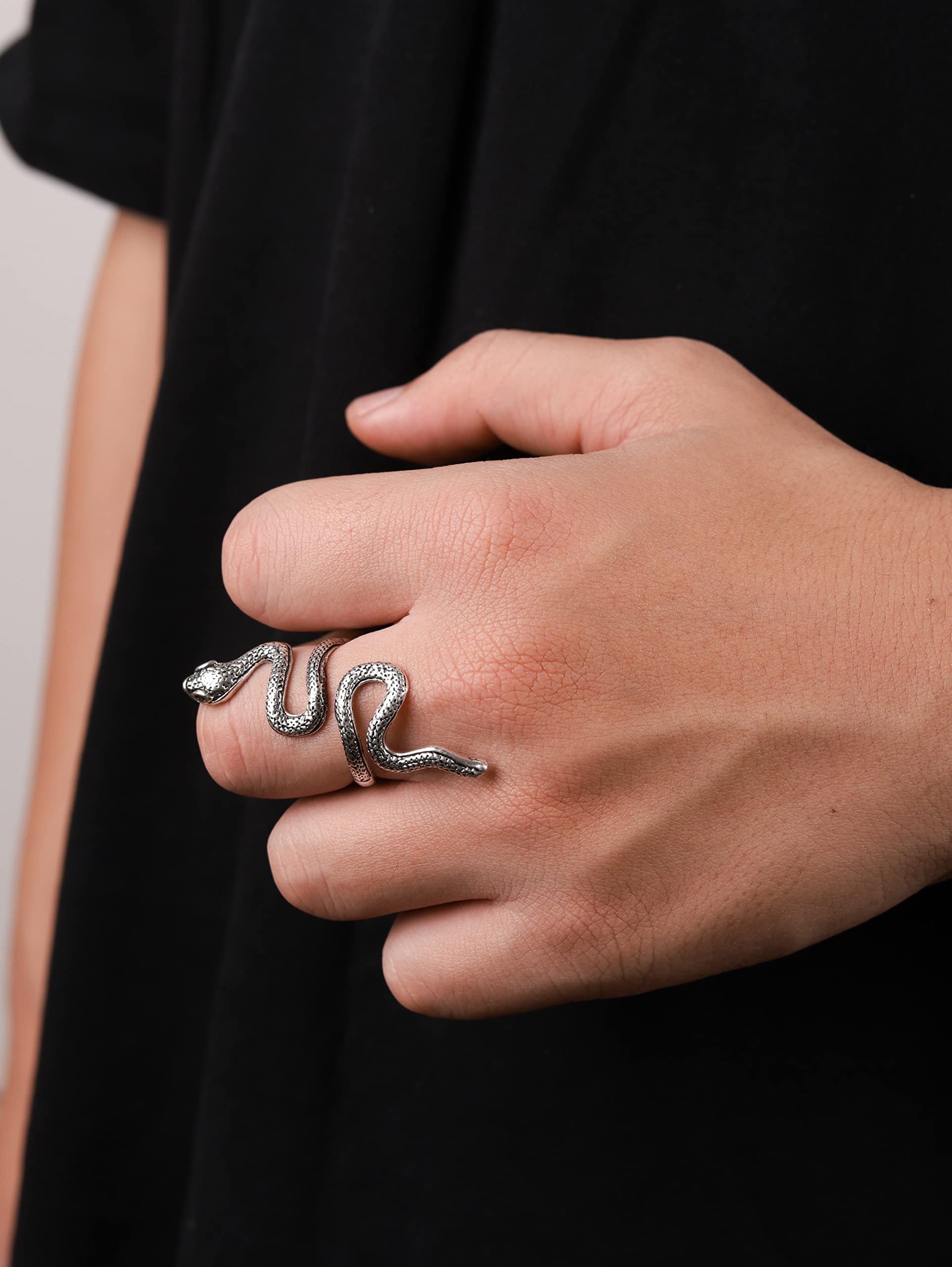 HAQUIL Vintage Snake Witchy Adjustable Ring, Snake Adjustable Serpentine Statement Ring, Dainty Wrap Serpent Snake Ring, Band Punk Jewelry