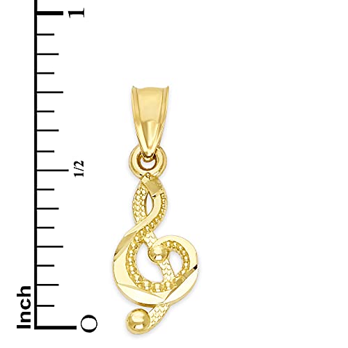 Generic 10k Solid Gold Trebel Clef Pendant, Music Note Jewelry, Musician Gifts for Her, Yellow, One Size