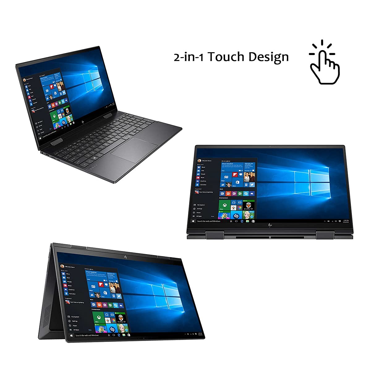 HP Envy x360 15.6 Touchscreen 2-in-1 FHD IPS Laptop, AMD Ryzen 7 5700U, Webcam, Backlit KB, Fingerprint, HDMI, AMD Radeon Graphics, Windows 10, 12GB RAM, 512GB PCIe SSD, Tikbot 32GB SD Card (Renewed)