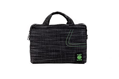 DIME BAGS Side Hustler | Hemp Computer Bag | Padded Commuter Shoulder Bag (15 inch, Black)