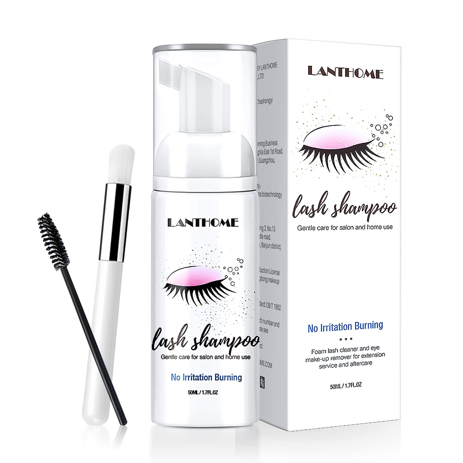 Eyelash Extension Shampoo, Remove Makeup Residue & Mascara, Gentle Deep Cleansing and No Irritating or Burning for Eyelash Extension Foam - Perfect for Salon Use and Home Care (50ML)