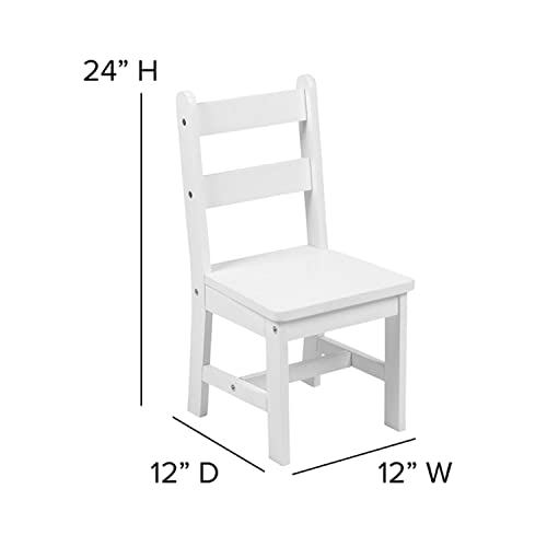 Flash Furniture Kyndl Kids Solid Hardwood Table and Chair Set for Playroom, Bedroom, Kitchen - 3 Piece Set - White