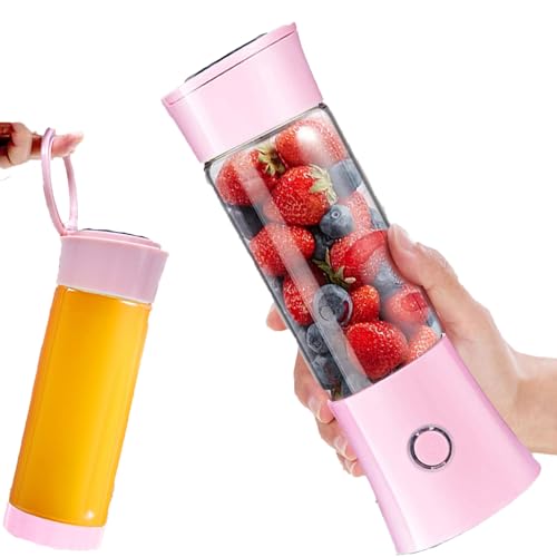 Toycol Portable Blender, Mini Personal Size Blenders for Smoothies and Shakes,Travel Juicer Cup Smoothie Maker with Updated 6 Blades USB Rechargeable Fruit Mixer with 4000mAh Battery16Oz Pink
