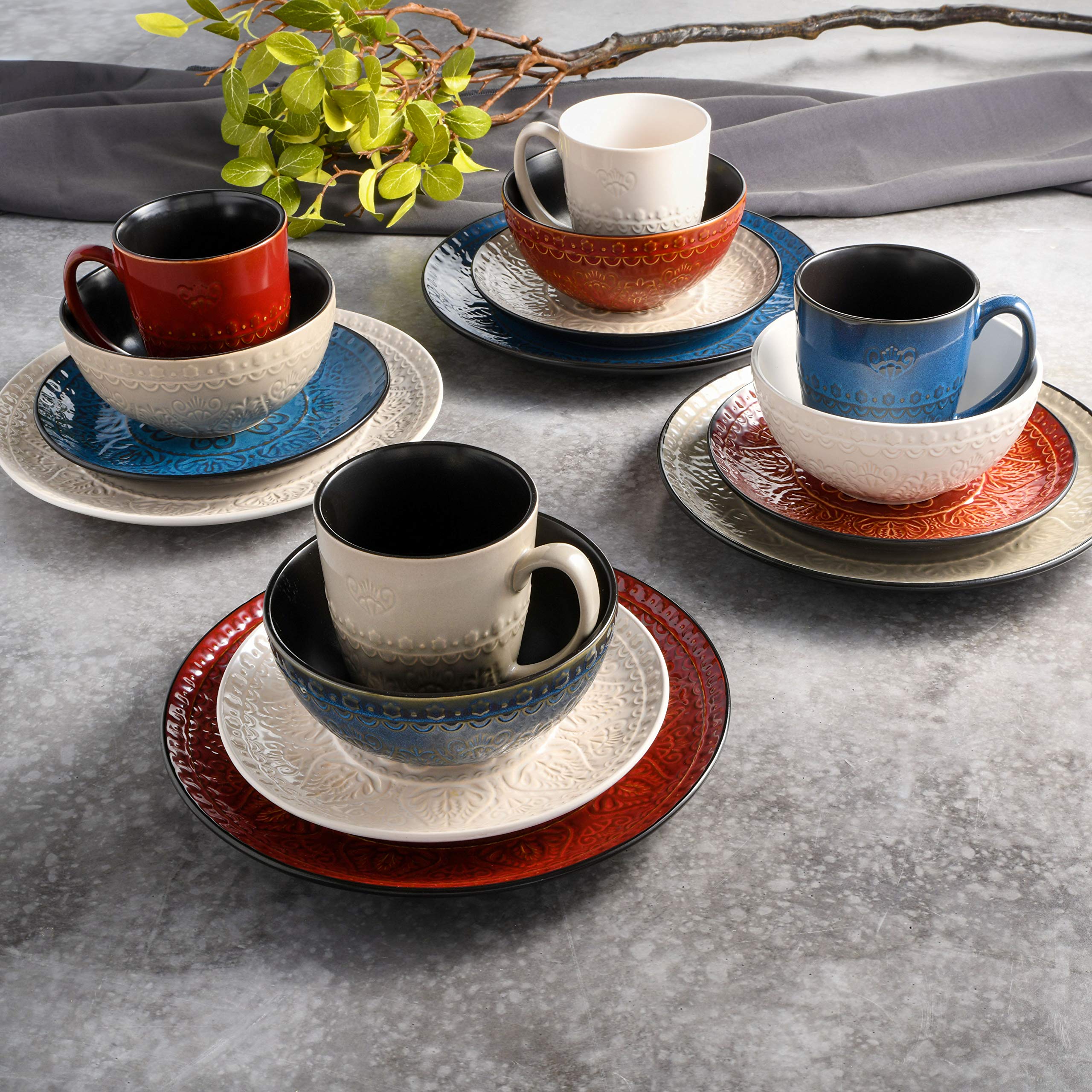 Gibson Elite Milanto 16 Piece Dinnerware Set, Red