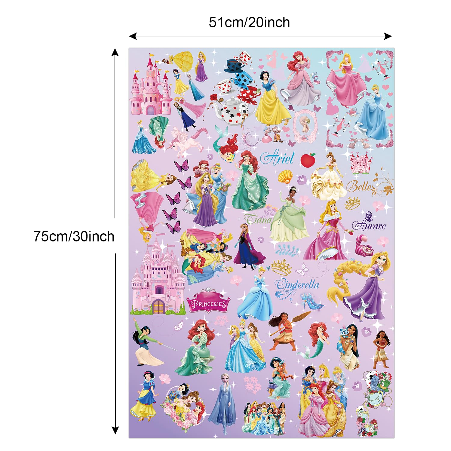 SNHDYMTK 5 Sheets Princesses Gift Wrapping Paper 20"" x 30"" Kraft Paper Foldable Gift Wrap Present Wrapping Paper Birthday Design for Party, Holiday (Gradient Castle), SBQYWGB418964453