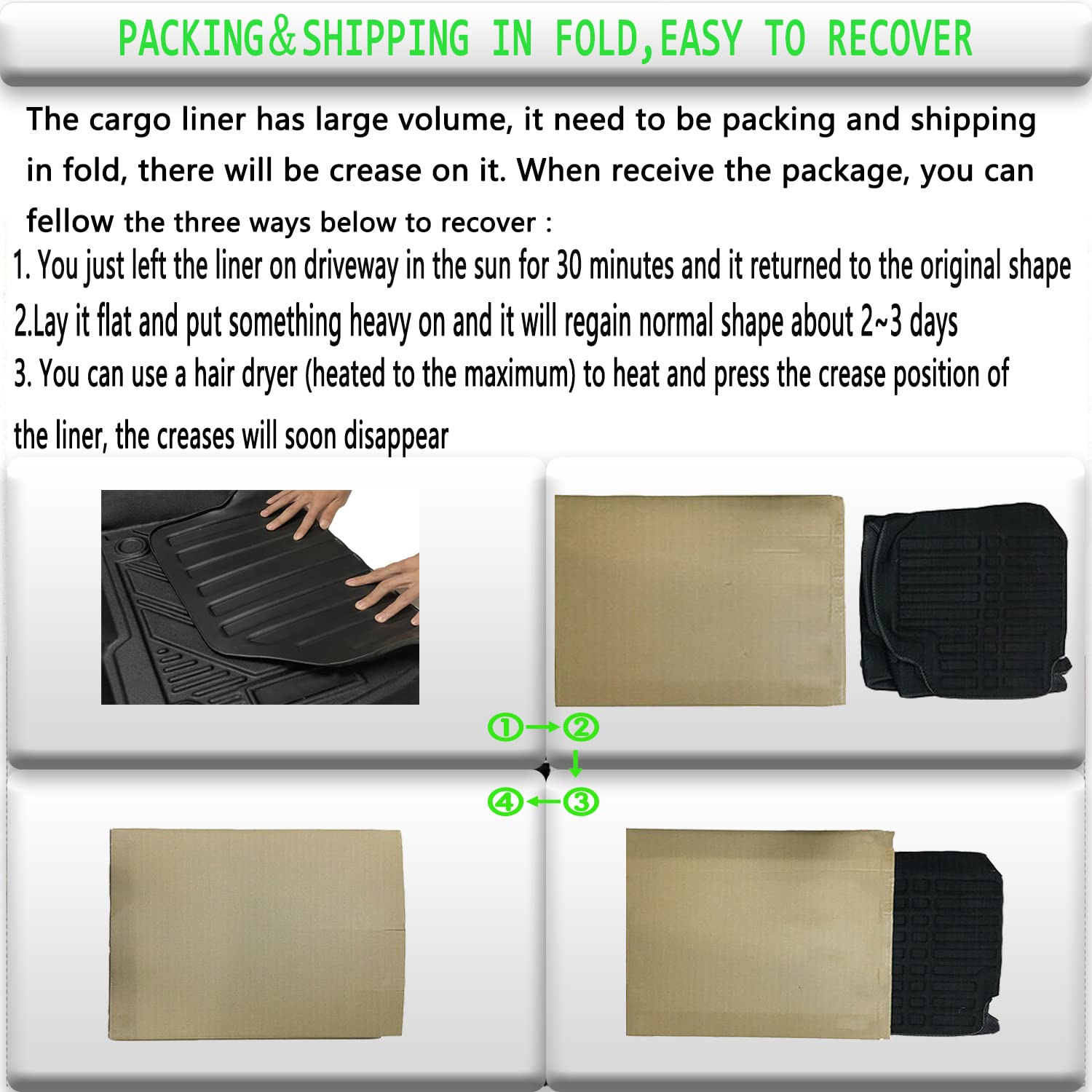 Explorer Cargo Liners - All Weather Protection Rear Cargo Trunk Tray Floor Mats Compatible with 2011-2019 Ford Explorer with 5 Seats,3D Modeling Waterproof Durable Odorless TPO Accessories Custom-Fit