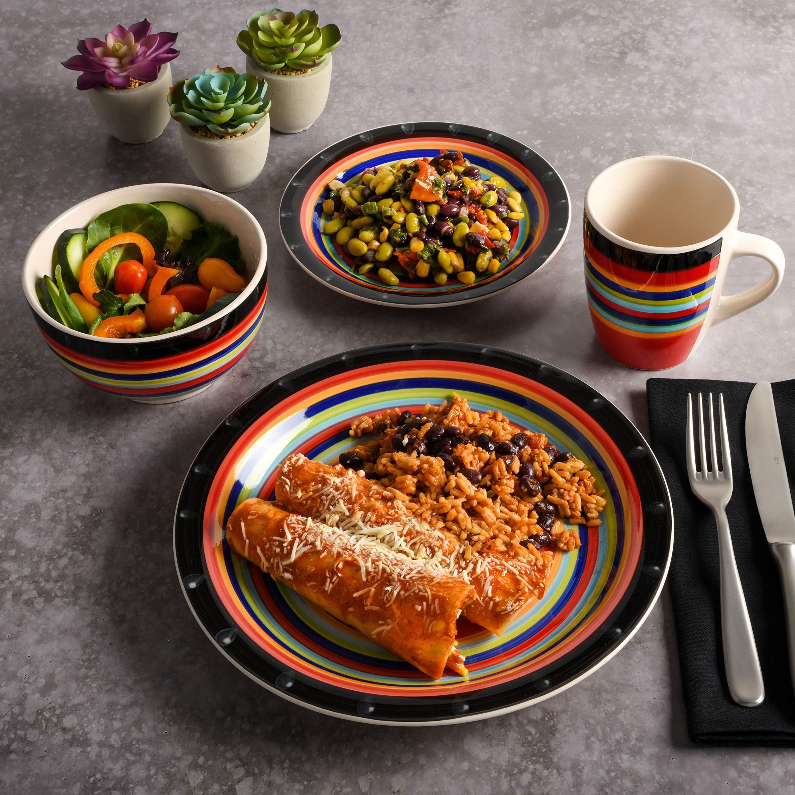 Gibson Home Casa Stella Dinnerware Set, Red, 16-piece
