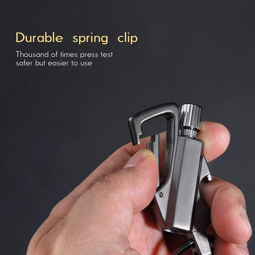 Flint Metal Permanent Match Fire Starter and Bottle Opener Car Keychain Kerosene Fillable Lighter Gift Male Female Outdoor(Kerosene not Include) (Black)