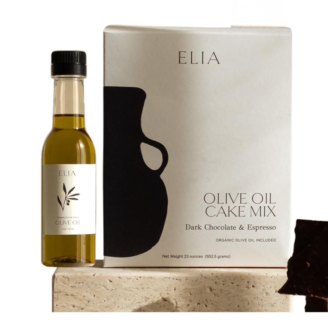 ELIA Olive Oil Cake Mix, Chocolate Espresso Organic Cake Mix, Hostess Gift, Organic and Non-GMO Baking Mix, Greek Extra Virgin Olive Oil Included, Natural Mediterranean Dessert, Foodie Gift, Chocolate Espresso, Pack of 1