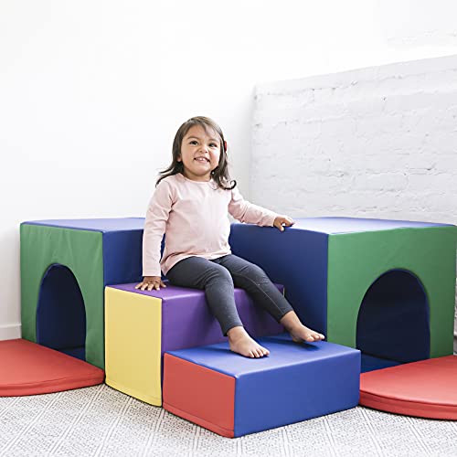 ECR4Kids SoftZone Corner Tunnel Maze, Toddler Playset, Assorted, 7-Piece
