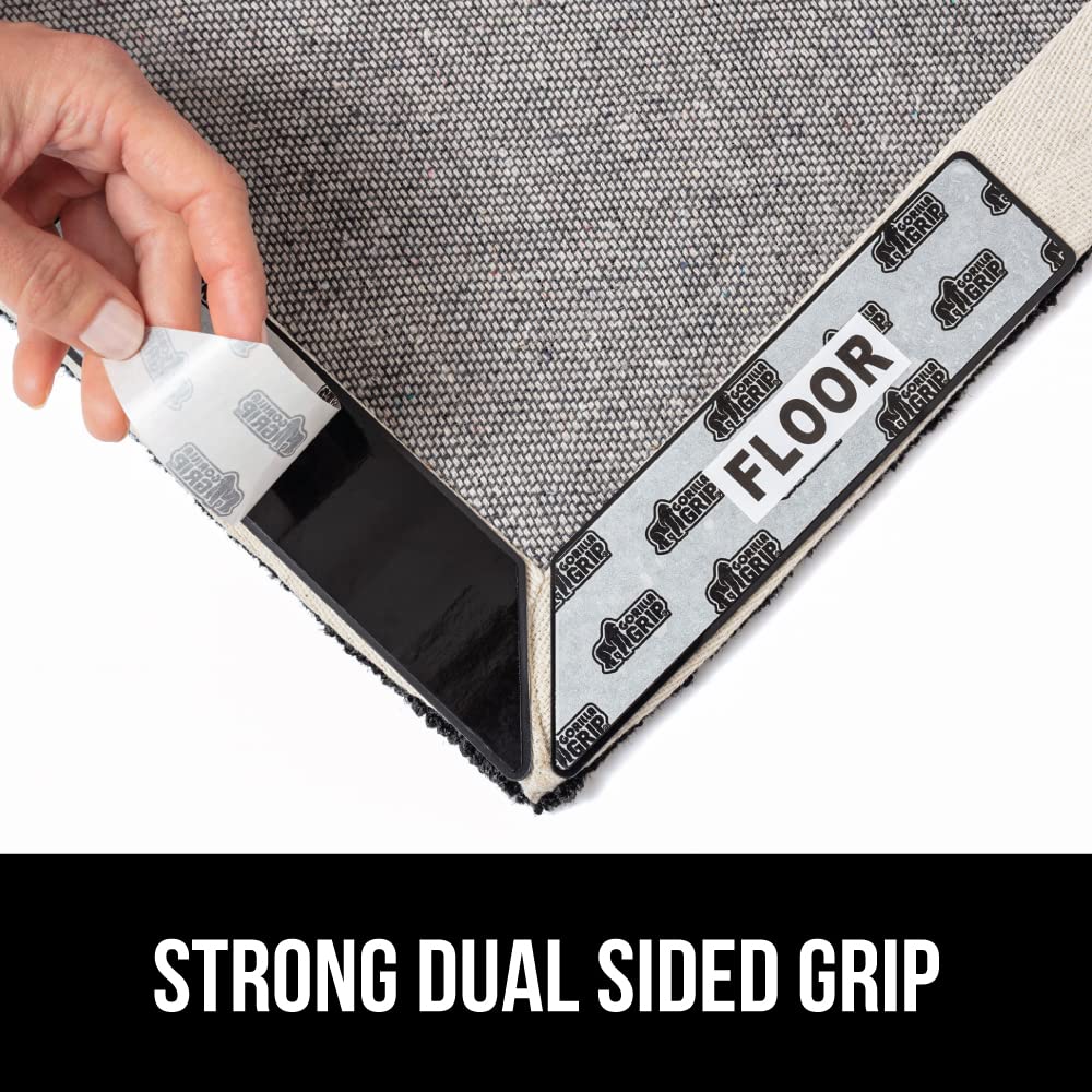 Gorilla Grip Antifatigue Mat and Rug Grippers, Rug Grippers Set of 8, No Curl Grippers or Side Bunch, Kitchen Floor Mat Size 39x20 in Black, Thick Ergonomic Standing Office Desk Mat, 2 Item Bundle