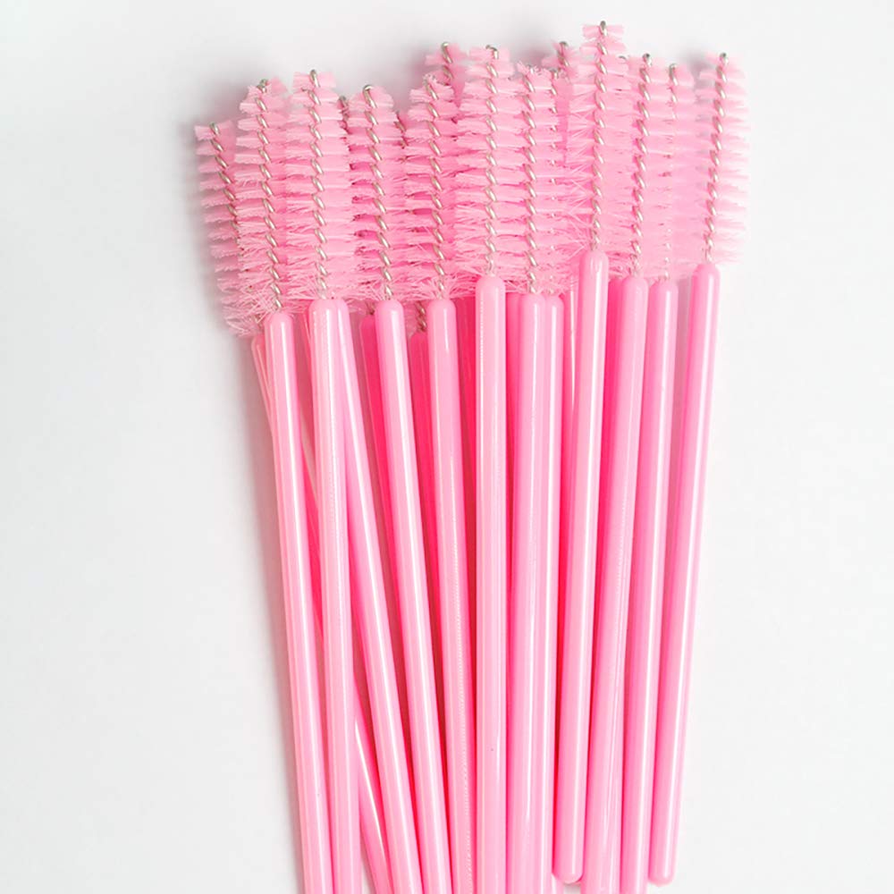 Eyelash Spoolie Brushes 100PCS Mascara Wands Eyebrow Brush Cleaner Applicator Makeup-Tools false Eyelashes Extension (Pink-100 Count)