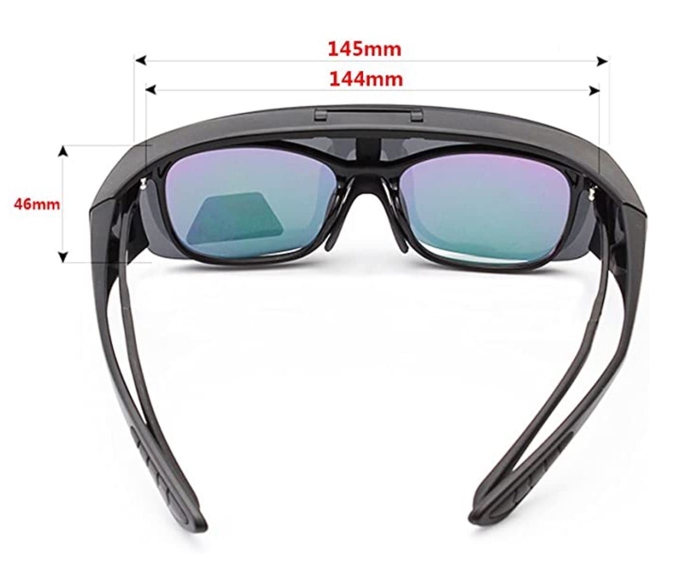 grinderPUNCH Polarized Sunglasses Flip Up Fit Over Prescription Glasses for Men Women Flip Up Shield Wrap Around Light Blocking Driving Shades UV 400 Protection (X-Large, Black)