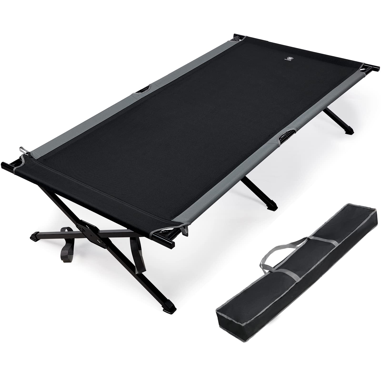 EVER ADVANCED Oversized XL Folding Camping Cot for Outdoor Travel Portable Tent Bed with Carry Bag Support to 550 lbs