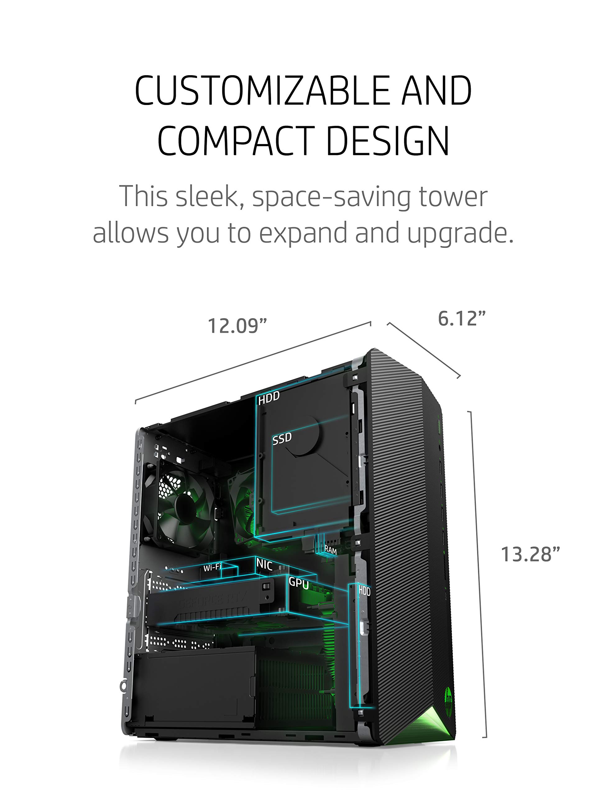 HP Pavilion Gaming Desktop, NVIDIA GeForce GTX 3060, Intel Core i7-11700, 32 GB DDR4 RAM, 1 TB SSD, USB Mouse and Keyboard, Compact Tower Design, Windows 11 Professional